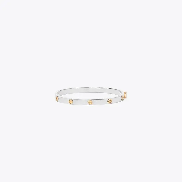 Tory Burch Thin Icon Hinge Bracelet - Tory Silver/tory Gold
