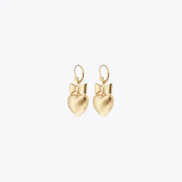Tory Burch Curiosity Heart And Bow Earrings - Tory Gold