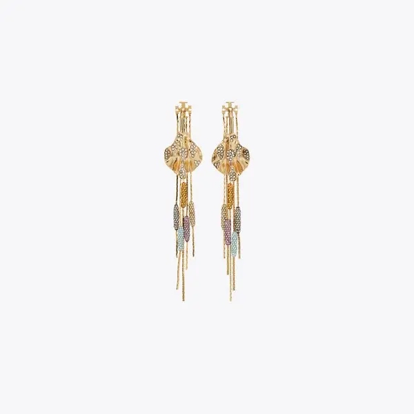 Tory Burch Runway Embellished Front-back Earrings - Gold/crystal