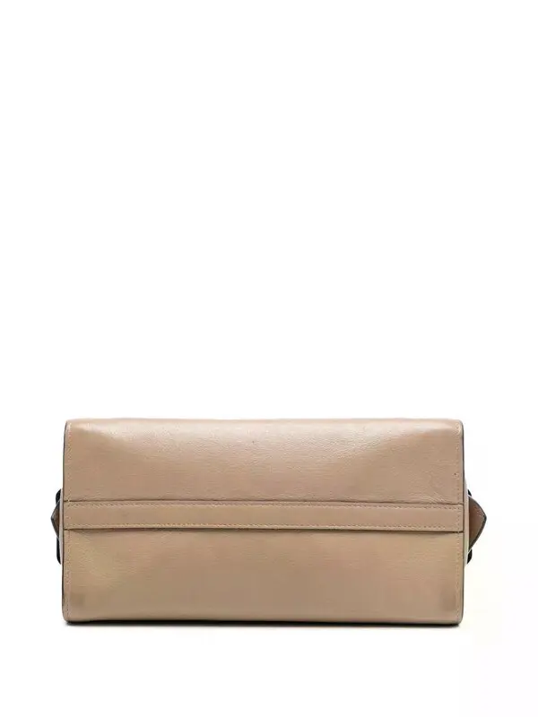 Prada Small City Calf Trimmed Saffiano Top Handle Satchel - Brown