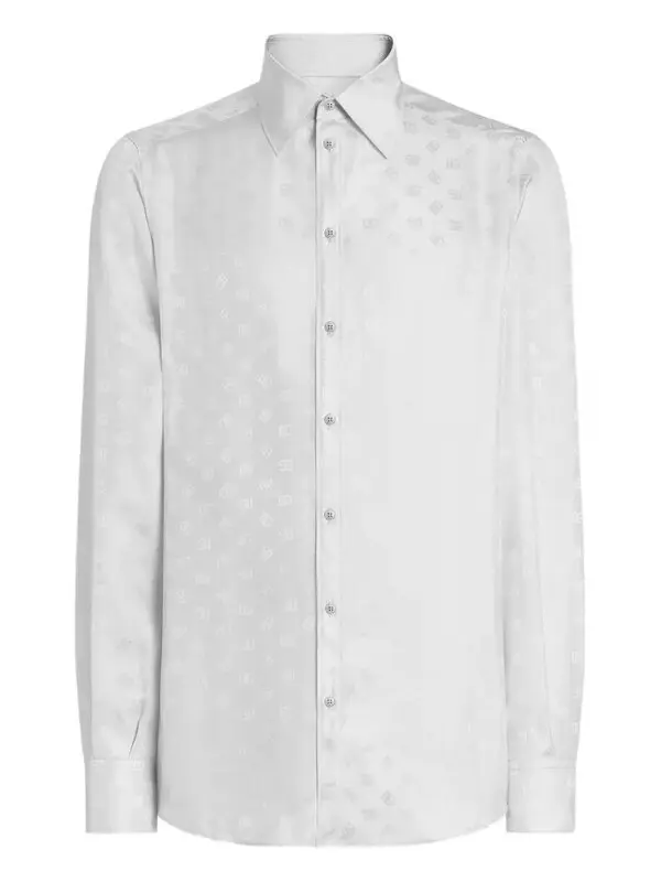 Dolce & Gabbana Martini Satin Monogram-jacquard Shirt - Grey