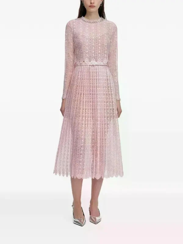 SELF-PORTRAIT Lace Pleated Midi Dress