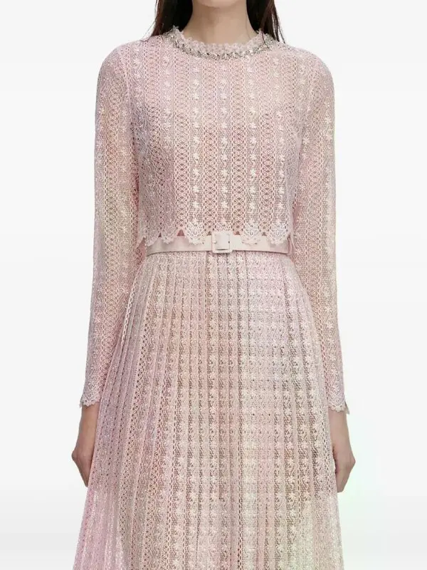 SELF-PORTRAIT Lace Pleated Midi Dress