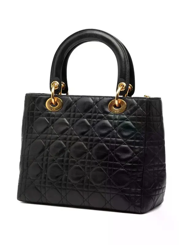 Dior 1997 Medium Lambskin Cannage Lady Satchel - Black