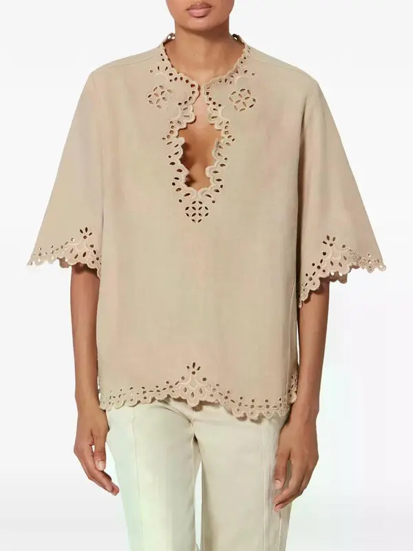 MARANT ETOILE Shana Broderie Anglaise T-shirt - Neutrals