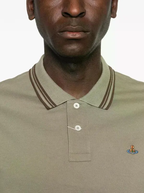 VIVIENNE WESTWOOD Striped Collar Polo Shirt - Green