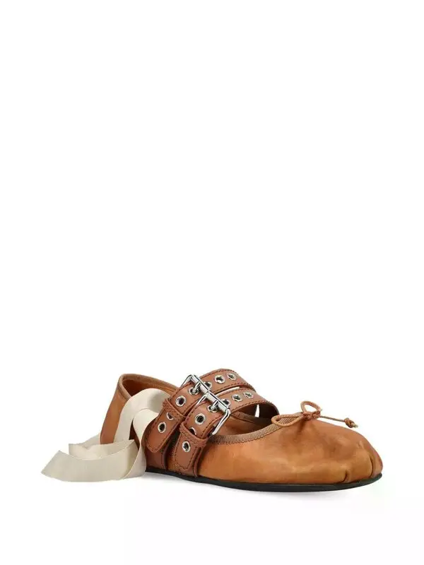 Miu Miu Buckle-strap Ballerina Flats - Brown