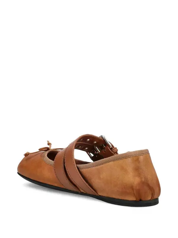 Miu Miu Buckle-strap Ballerina Flats - Brown