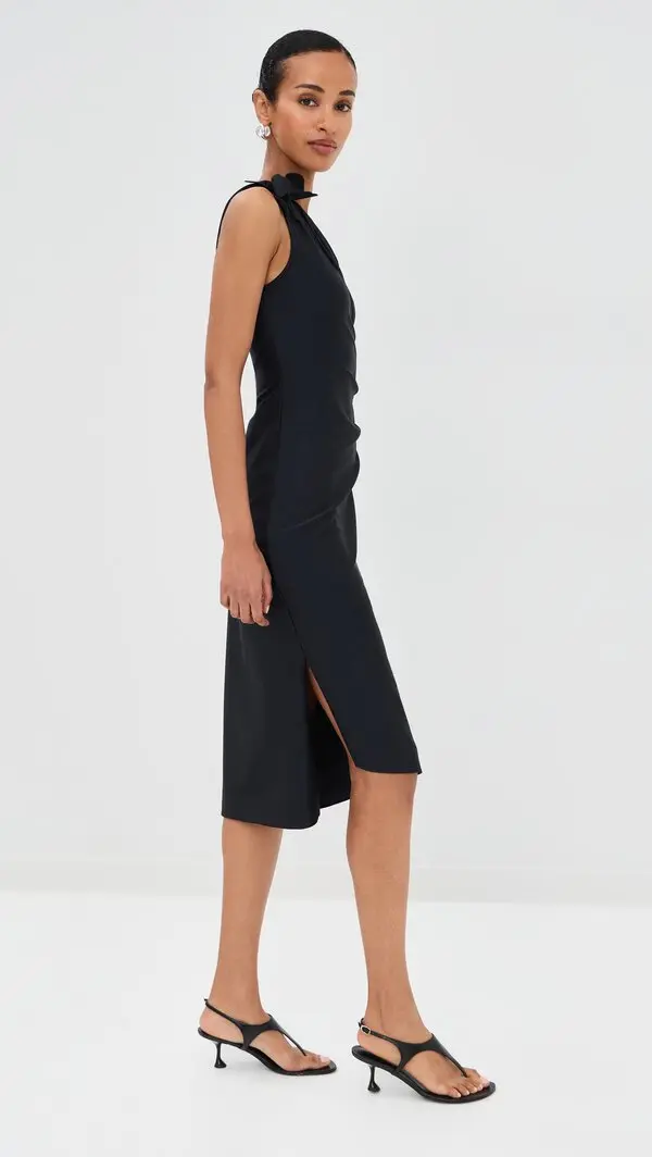 Coperni Asymmetric Mini Flower Gown - Black