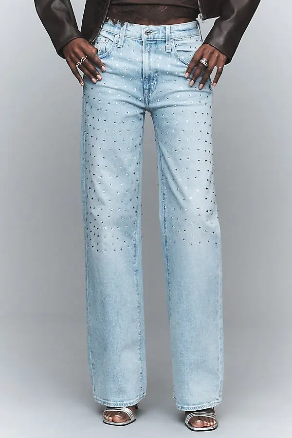 Edwin Marli High-rise Wide Leg Jeans With Embellishments