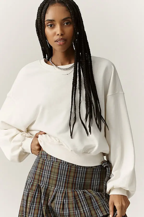 Maeve Puff-sleeve Sweatshirt - Eggnog