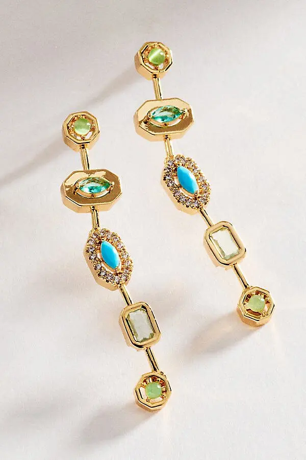 Anthropologie Shaped Stone Drop Earrings - Blue Pattern