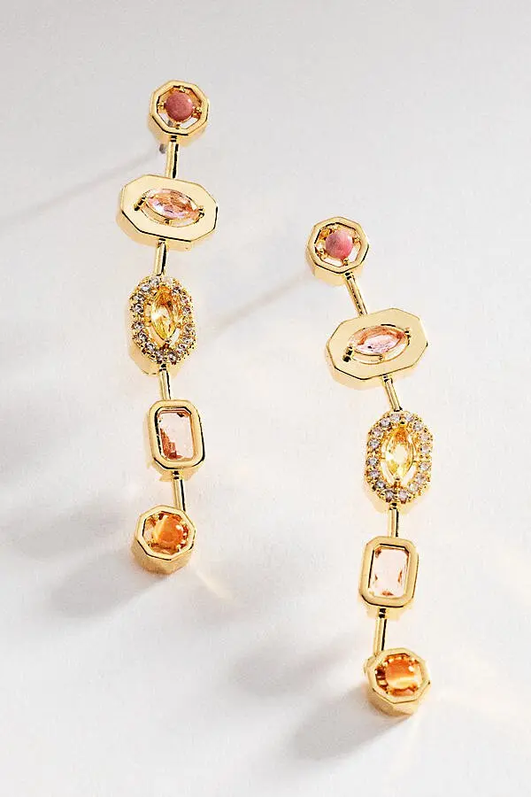 Anthropologie Shaped Stone Drop Earrings - Mauve