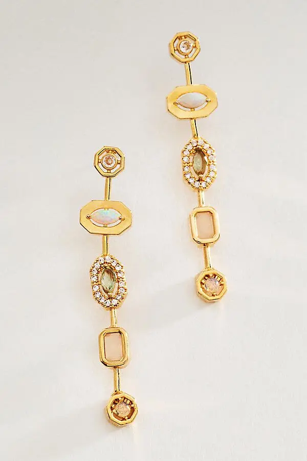Anthropologie Shaped Stone Drop Earrings - Neutral