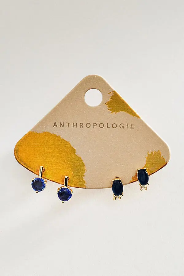 Anthropologie Multi-stone Earrings Set Of 2 - Sapphire