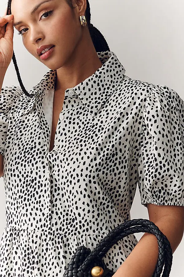 English Factory Petite Midi Shirt Dress - Black Pattern | Editorialist