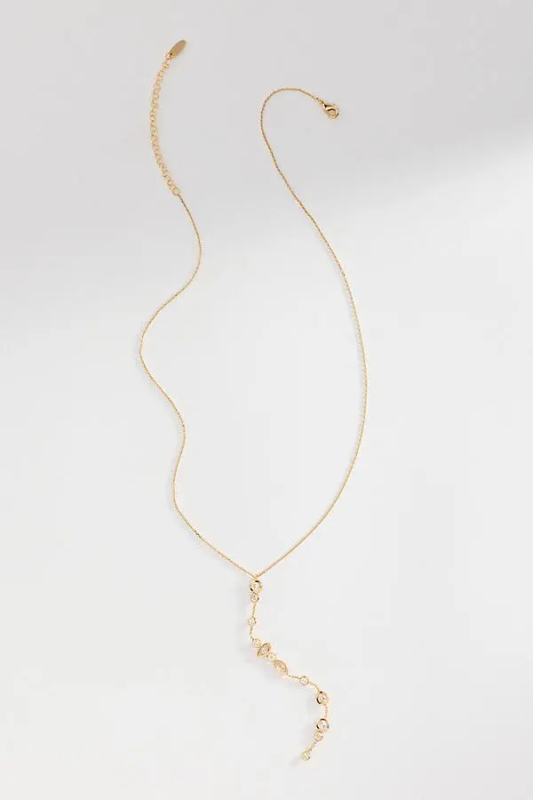 Anthropologie Mixed Crystal Y Necklace - Clear