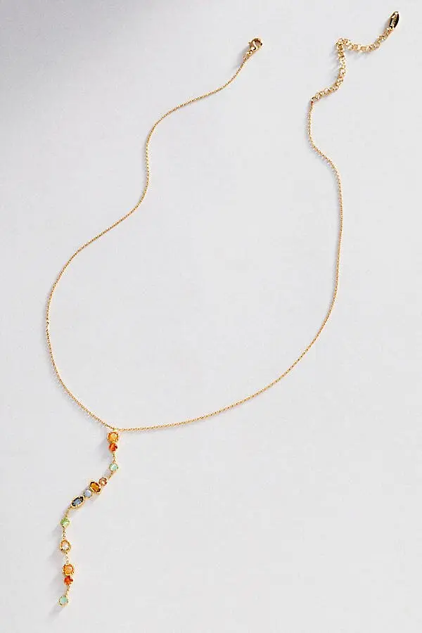 Anthropologie Mixed Crystal Y Necklace - Multi