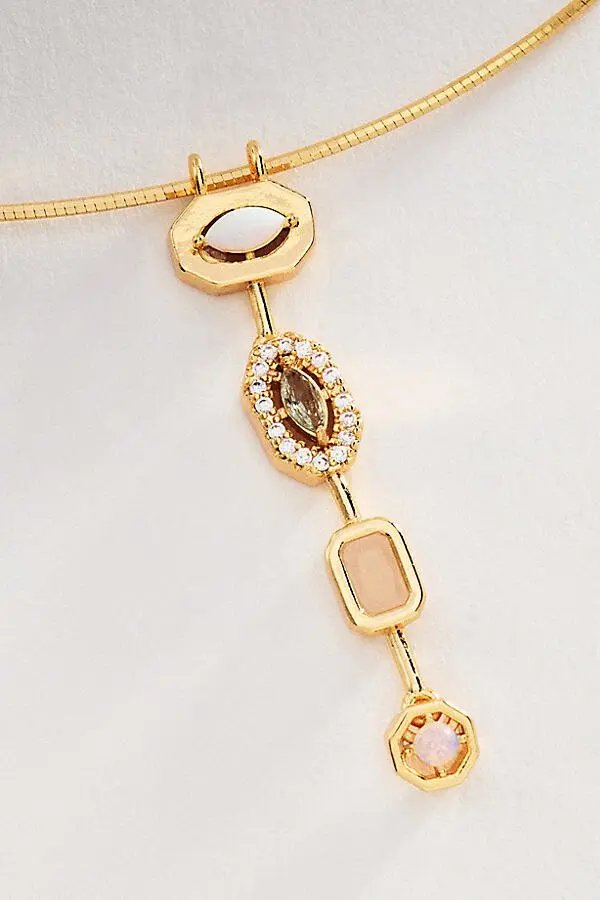 Anthropologie Stone Drop Pendant Necklace - Neutral
