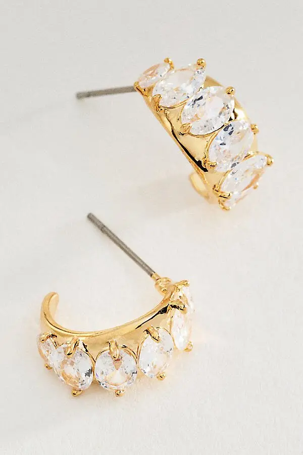 Anthropologie Crystal Baguette Earrings - Clear