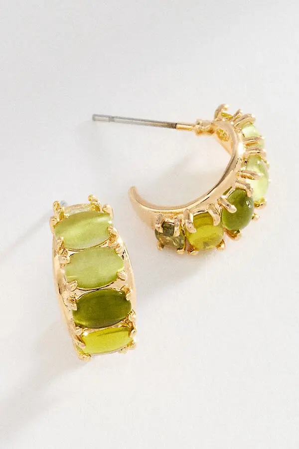 Anthropologie Crystal Baguette Earrings - Green