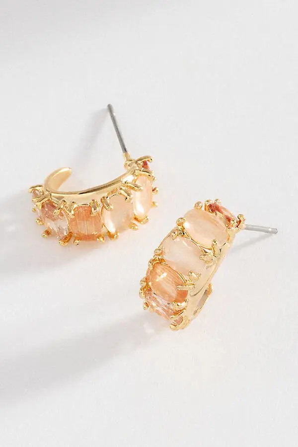 Anthropologie Crystal Baguette Earrings - Peach