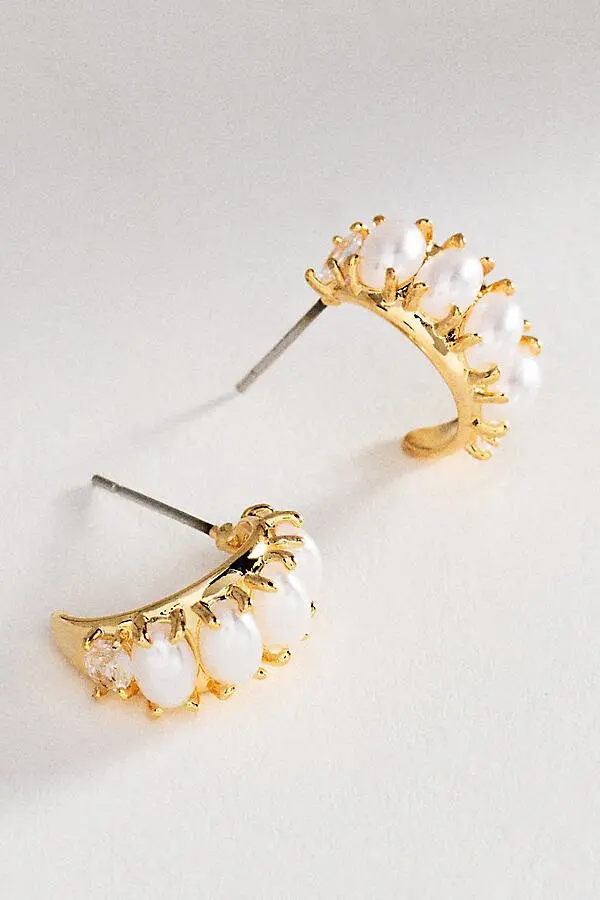 Anthropologie Crystal Baguette Earrings - Pearl