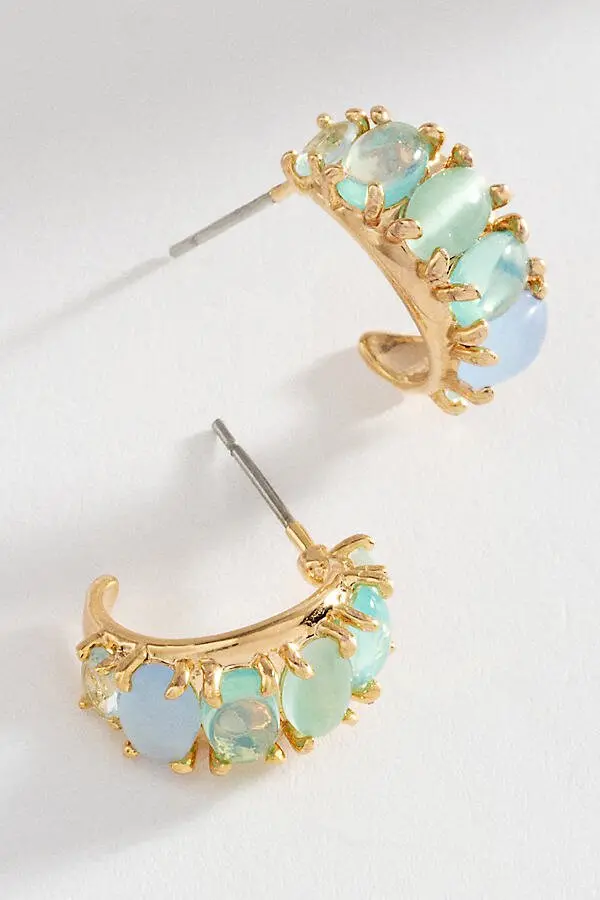 Anthropologie Crystal Baguette Earrings - Turquoise