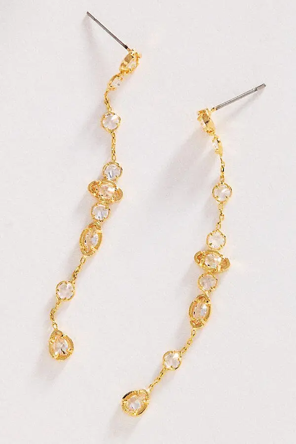 Anthropologie Delicate Stone Drop Earrings - Clear