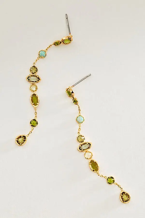 Anthropologie Delicate Stone Drop Earrings - Green