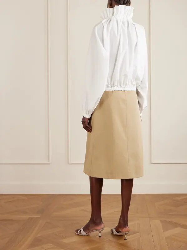 PATOU Tie-detailed Ruffled Cotton-poplin Blouse