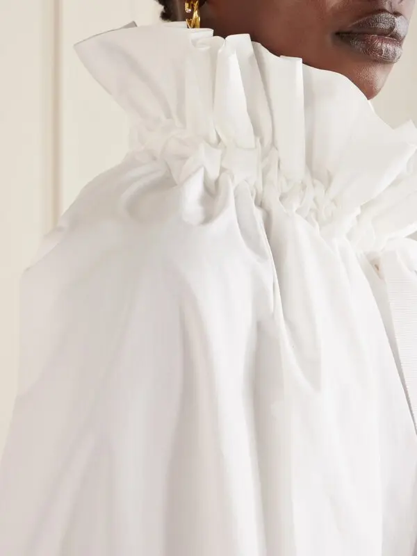 PATOU Tie-detailed Ruffled Cotton-poplin Blouse