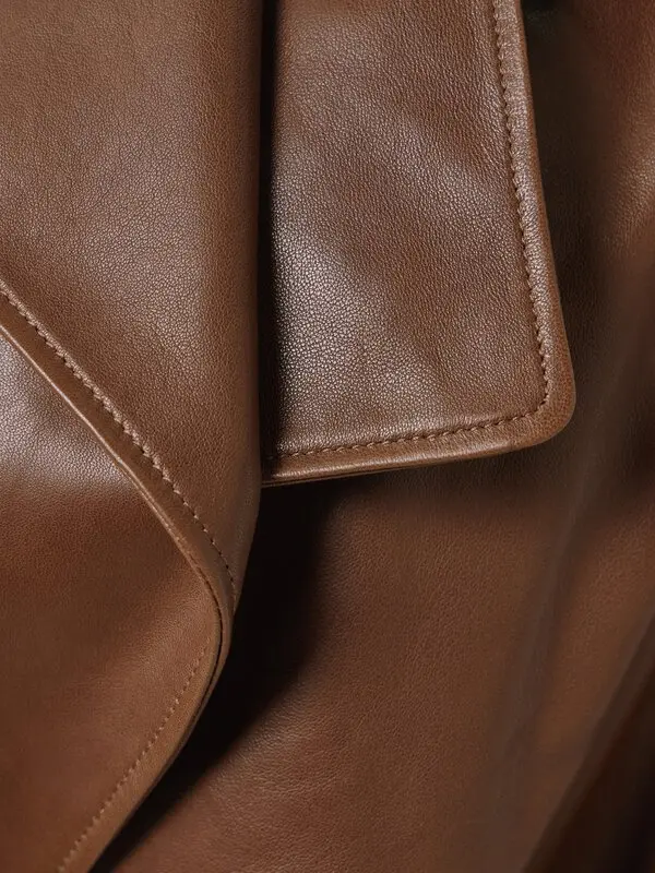 Nour Hammour Belted Leather Trench Coat