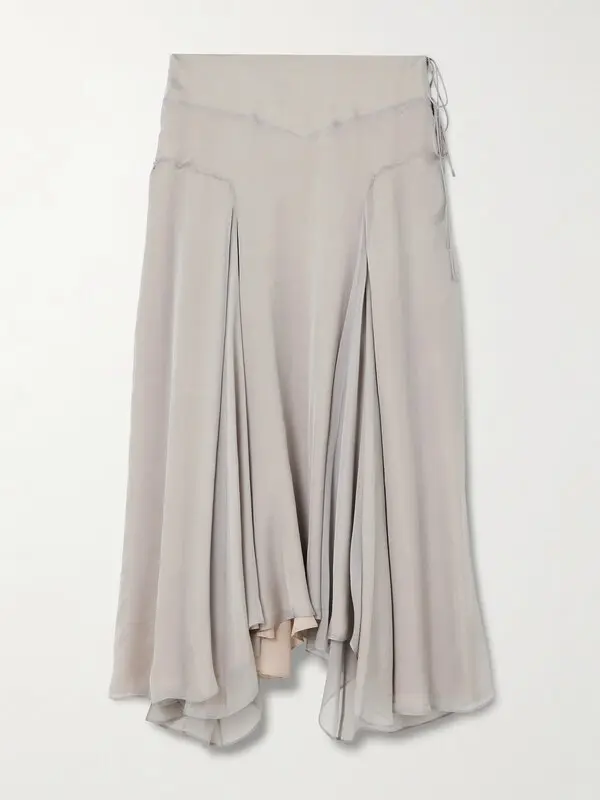 KALLMEYER Asymmetric Pleated Silk-chiffon Skirt