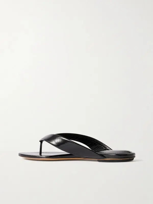 Le Monde Beryl Eel-effect Leather Sandals - Black