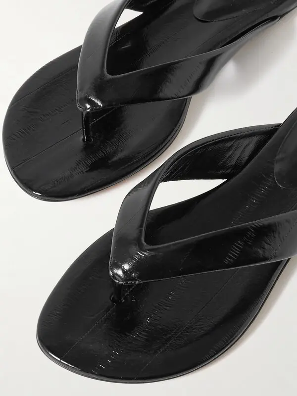 Le Monde Beryl Eel-effect Leather Sandals - Black
