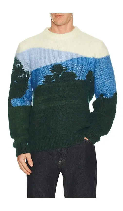 Lacoste Mountain Graphic Wool Crew Neck Pullover Sweater