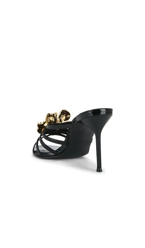 Schutz Flora Mule With Gold Tone Floral Embellishment