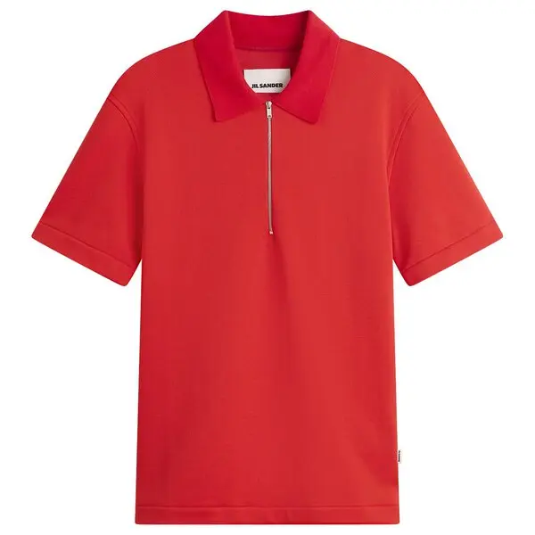 JIL SANDER Zip Short Sleeve Polo - Flame