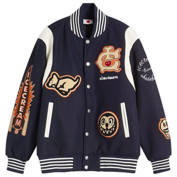 ICECREAM Collegiate Patch Varsity Jacket - Navy