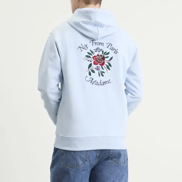 Drole De Monsieur Slogan Hoodie - Light Blue