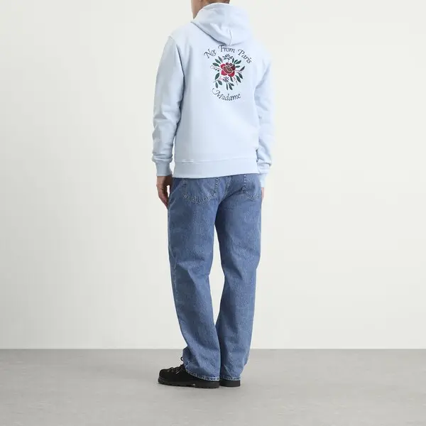 Drole De Monsieur Slogan Hoodie - Light Blue