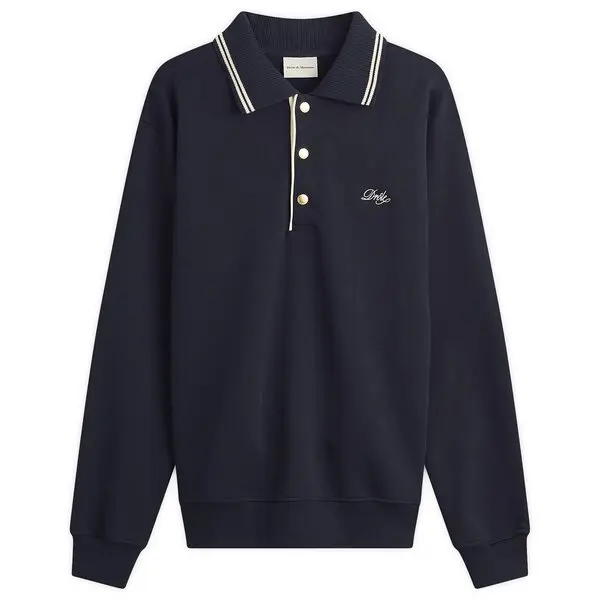 Drole De Monsieur Logo Long Sleeve Polo - Navy