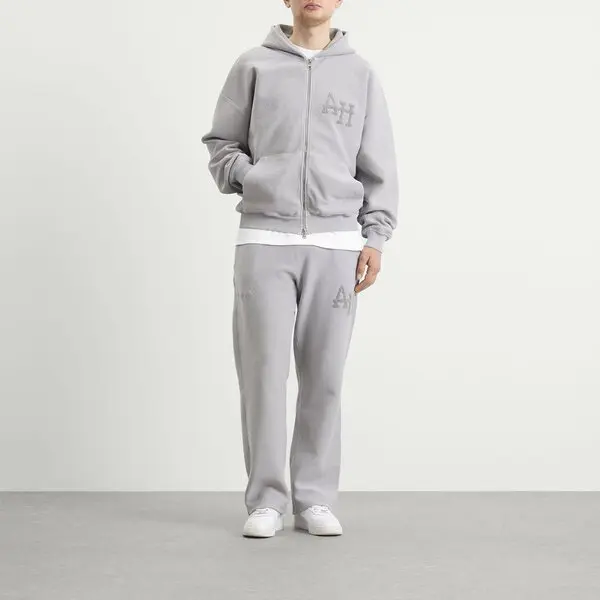 ANNIE HOOD College Zip Hoodie - Washed Grey