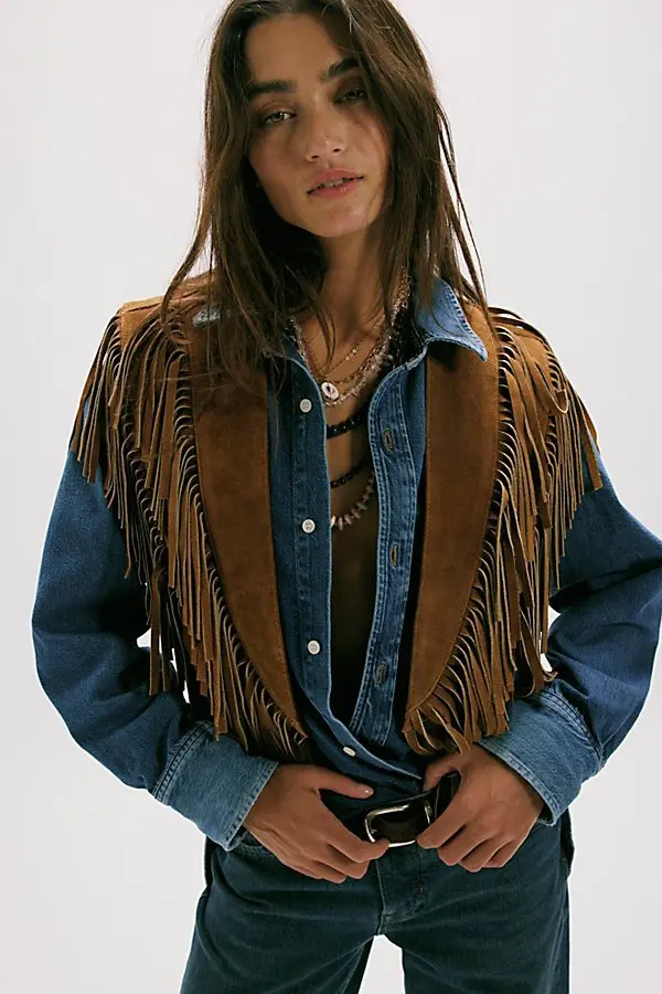 UNDERSTATED LEATHER Suede Fringe Collar - Tan