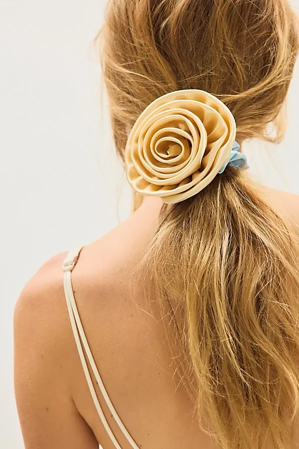 Free People Thorns And Roses Pony - Butter Yellow With Baby Blue