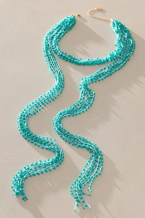 Free People Kenzie Beaded Lariat Necklace - Turquoise