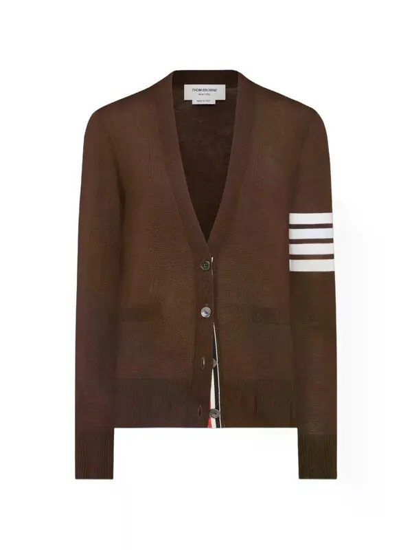 Thom Browne Stripe-detail V-neck Cardigan - Brown