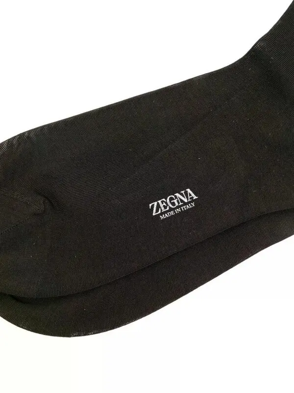 Zegna Logo-print Mid-calf Socks - 202 Brown