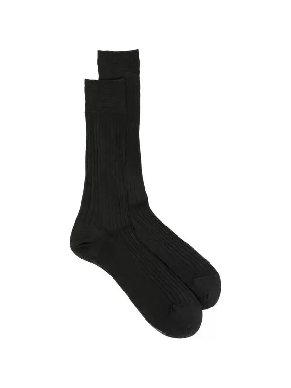 Zegna Logo-print Mid-calf Socks - 022 Dark Grey